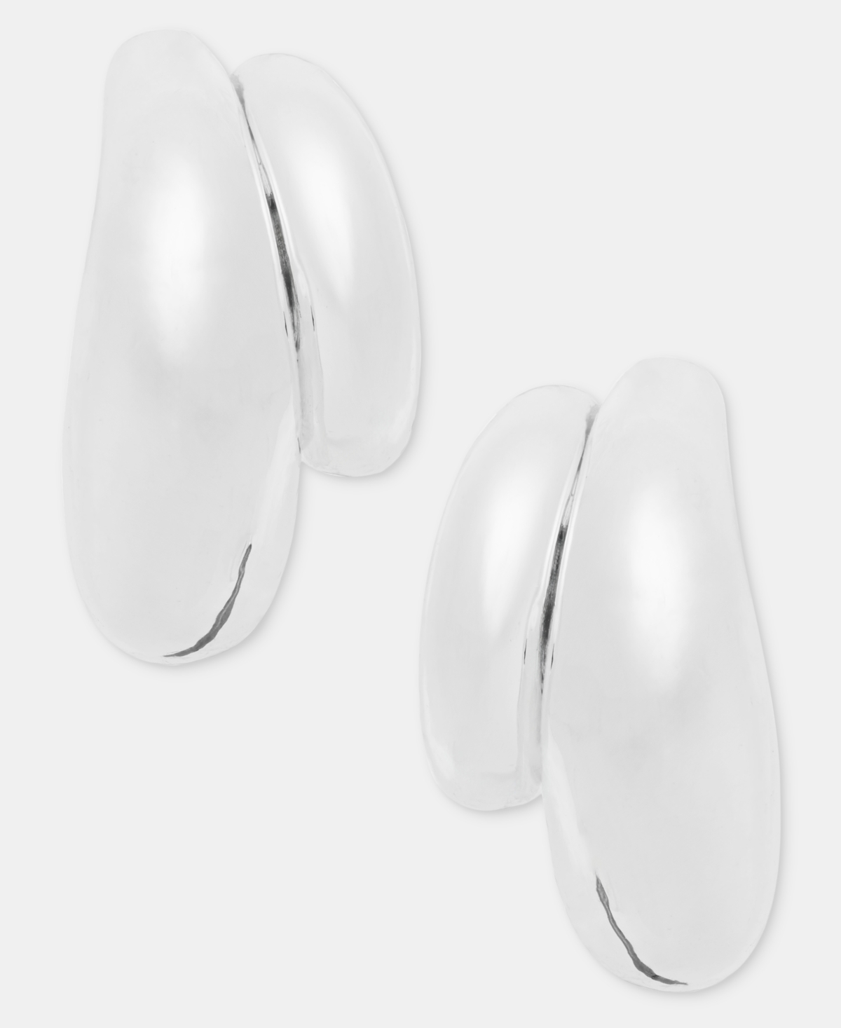 Click here for Anne Klein Puffy Double-Row C-Hoop Earrings - Silv... prices