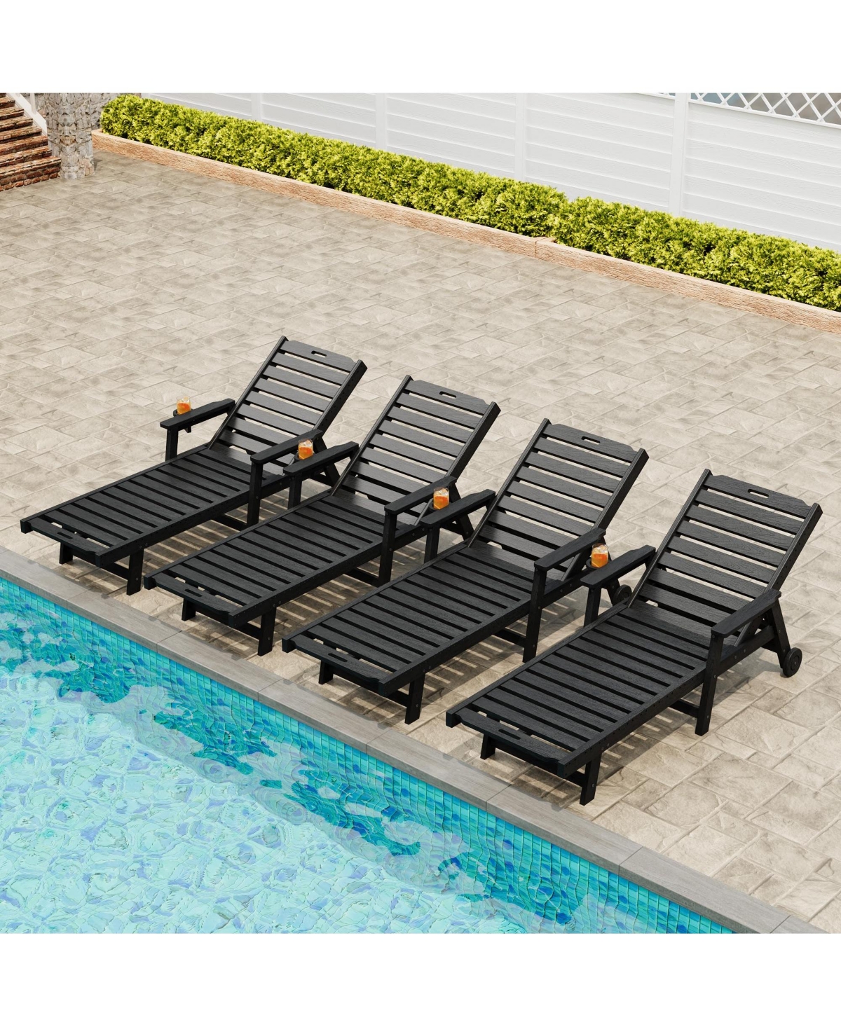 Click here for homfan Patio Chaise Lounge Set of 4  Hdpe Lounge C... prices