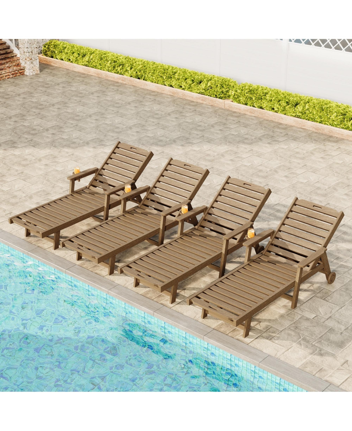 Click here for homfan Patio Chaise Lounge Set of 4  Hdpe Lounge C... prices