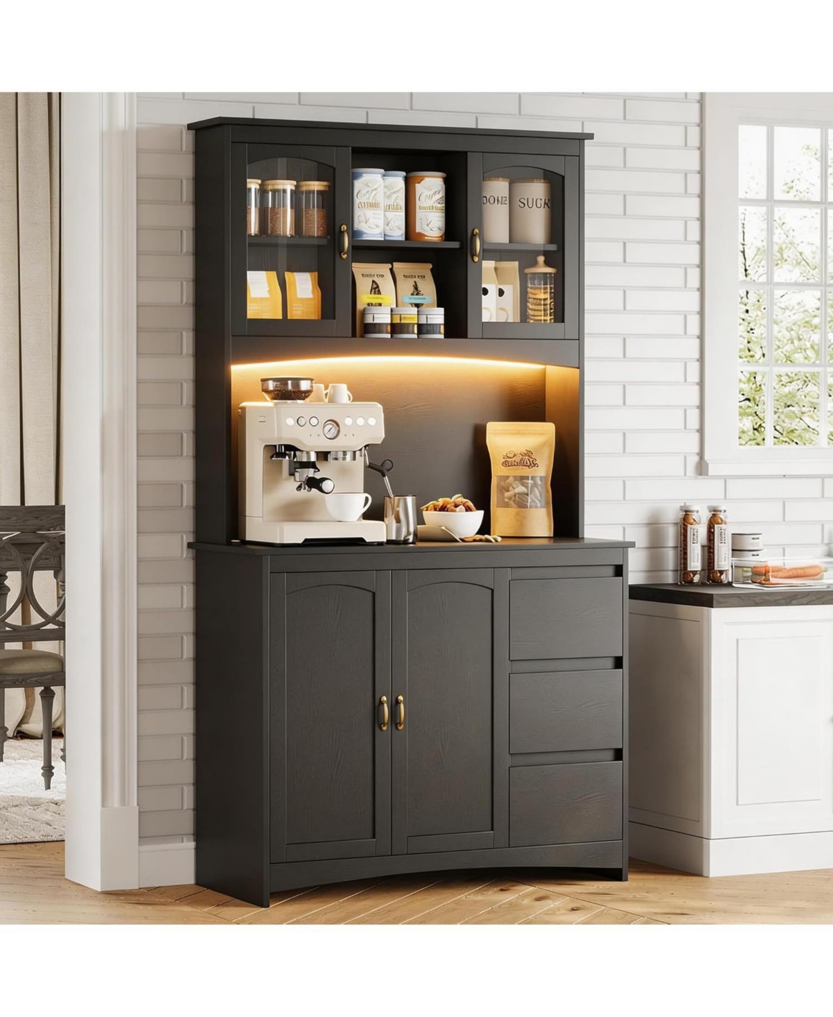 Click here for gaomon Kitchen Pantry Cabinet with Led Lights and... prices
