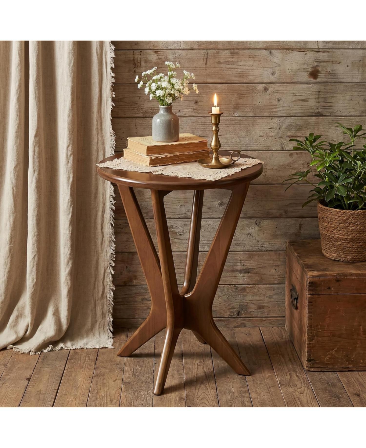 Click here for Tribesigns Solid Wood Round End Table 19.7 Vintage... prices