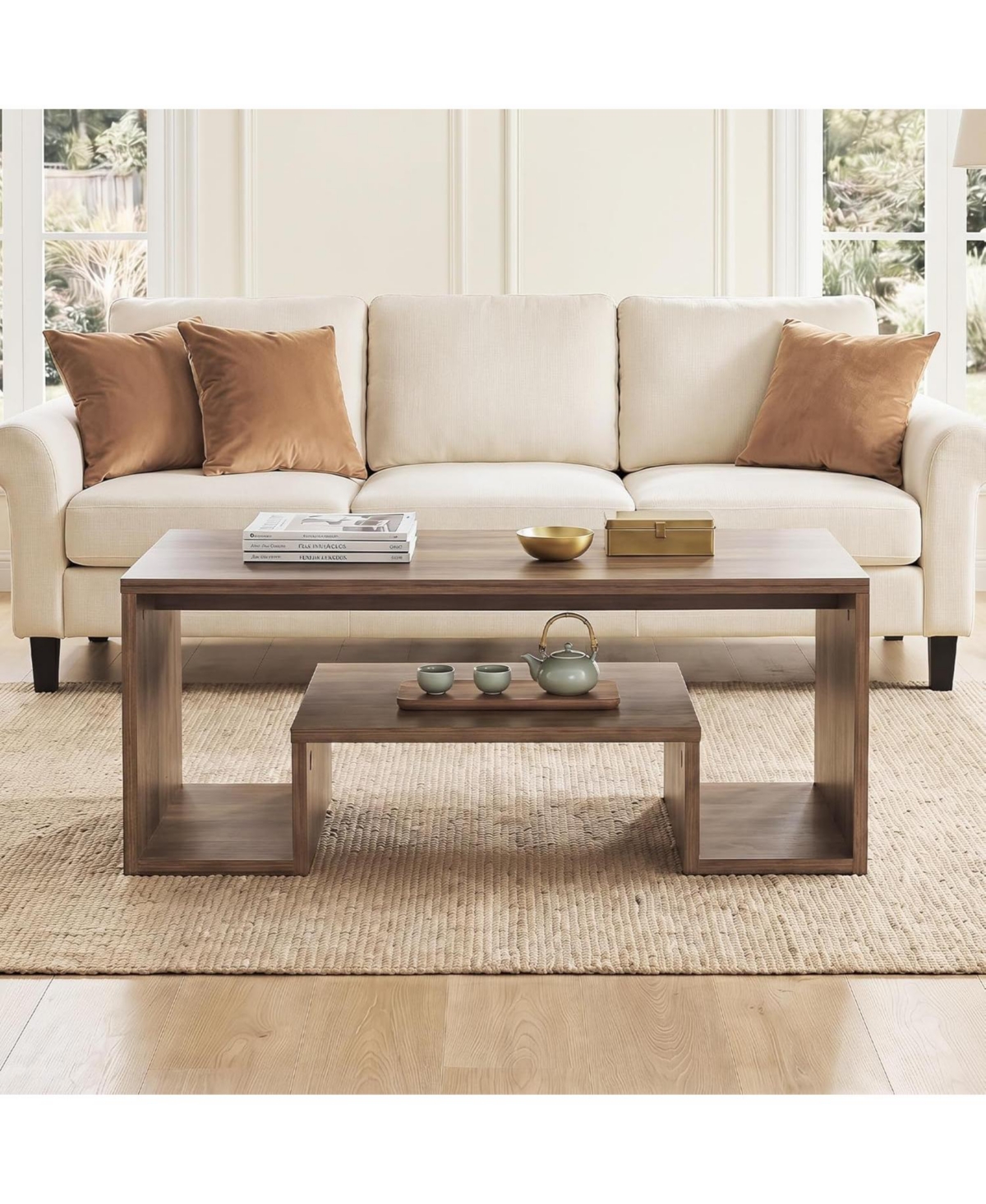 Click here for Tribesigns Rustic Coffee Table: 2-tier storage she... prices