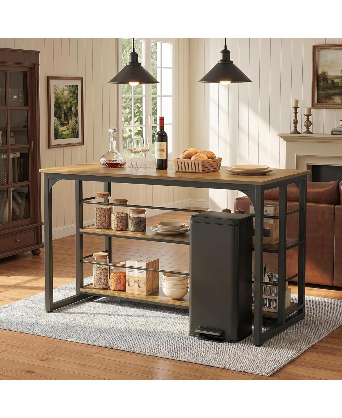 Click here for Tribesigns Kitchen Island With Storage 63 Worktop... prices