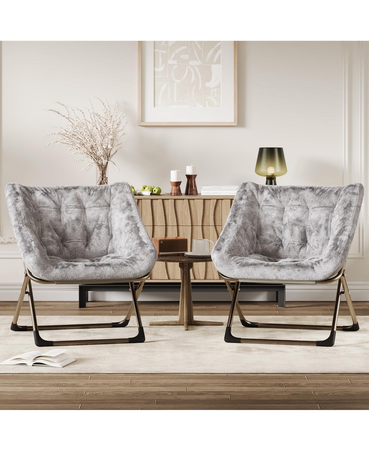 Click here for gaomon Set of 2 Comfy Folding Chairs for Adults -... prices
