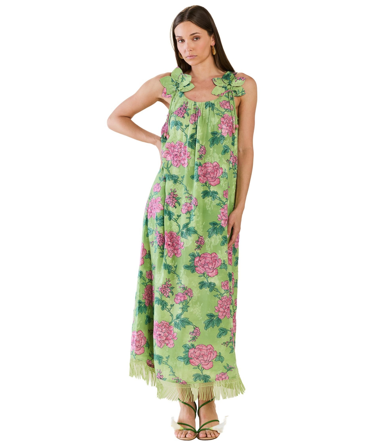 Click here for Eddy Womens Vanessa Maxi Dress - Medium Green prices