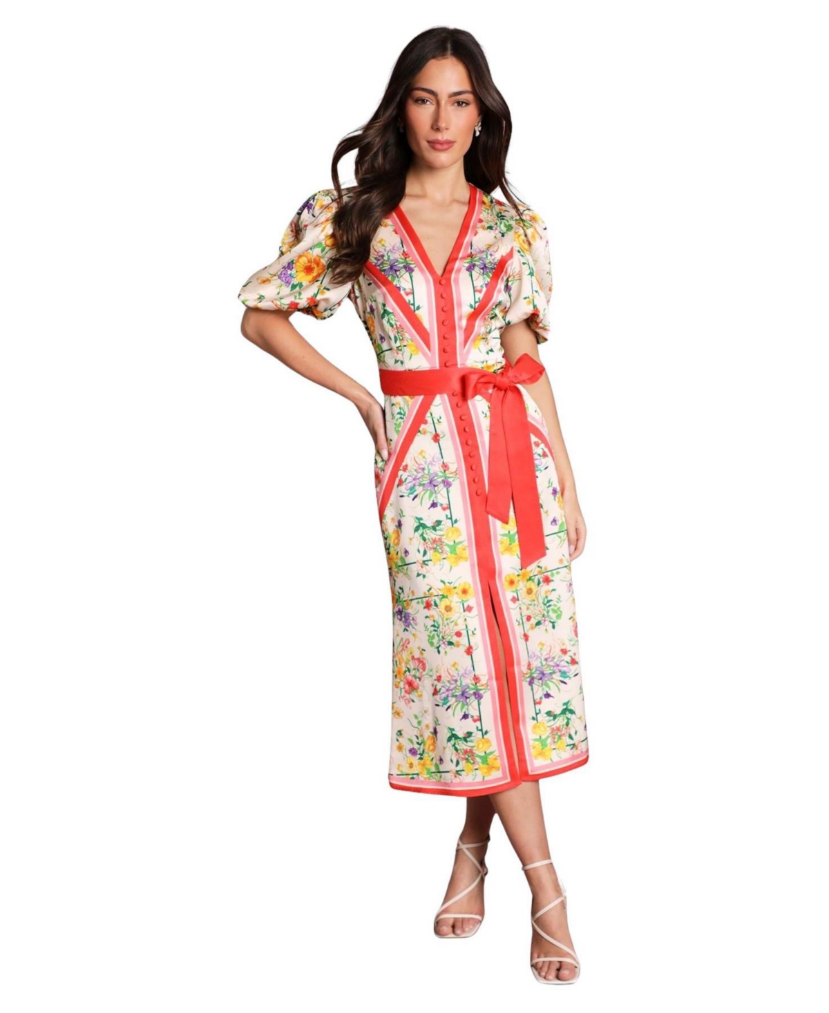 Click here for Coast Womens Satin Scarf Print V-Neck Midi Dress -... prices