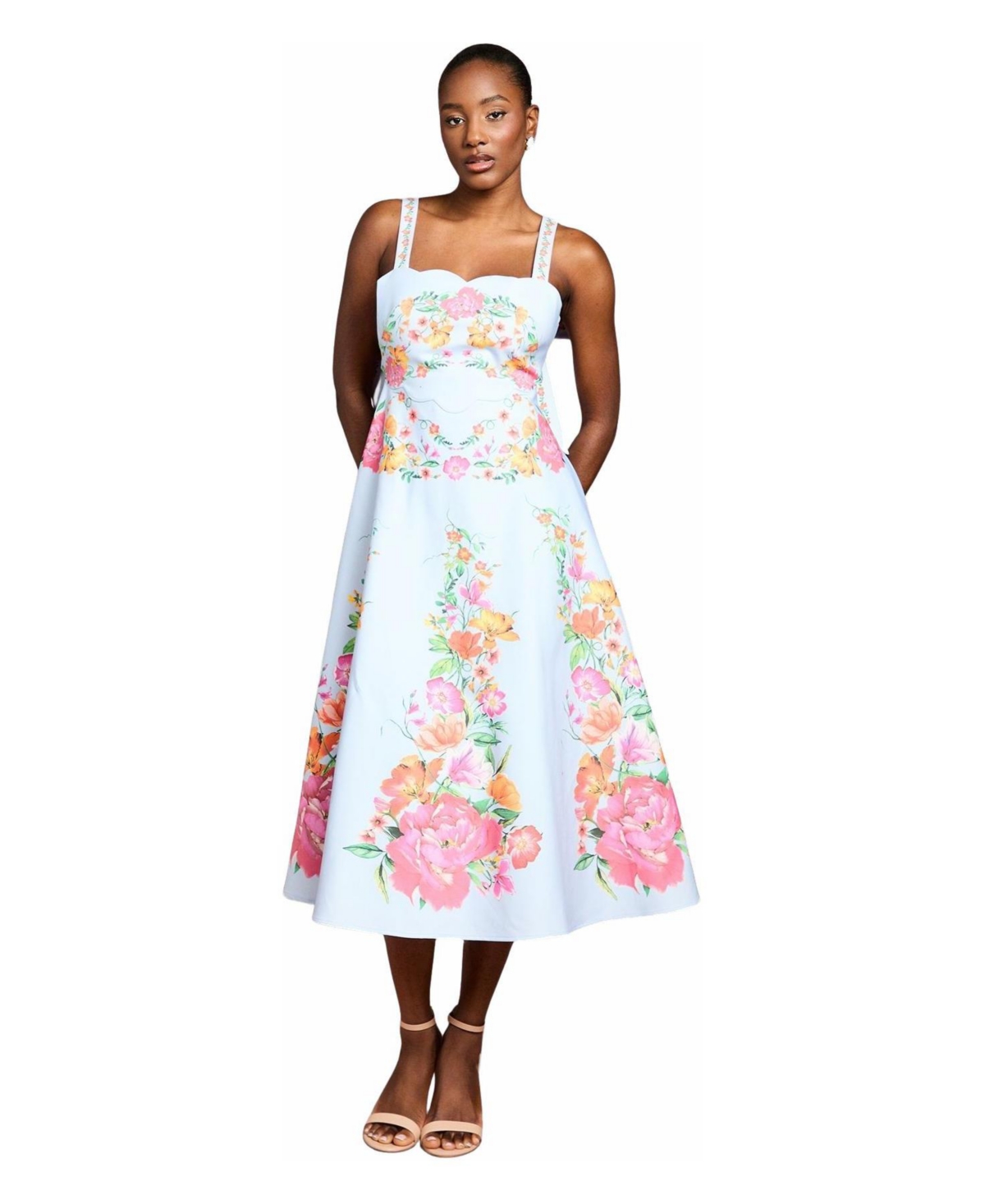 Click here for Coast Womens Floral Cotton Dress - Pale blue prices