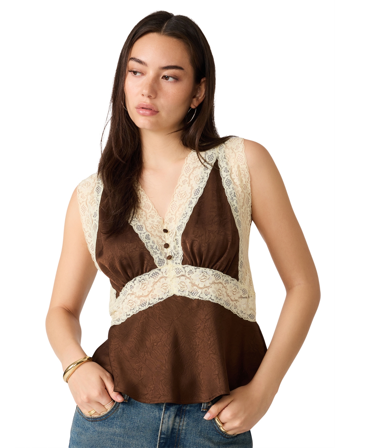 Click here for Steve Madden Womens Elinor Sleeveless Top - Brown prices