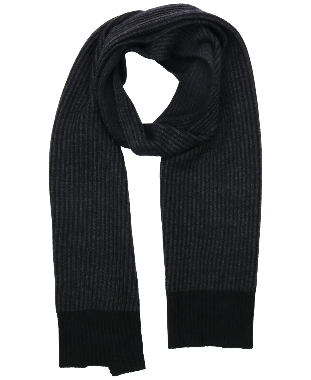 Click here for Portolano Mens Two-Tone Ribbed Scarf - Black/Charc... prices