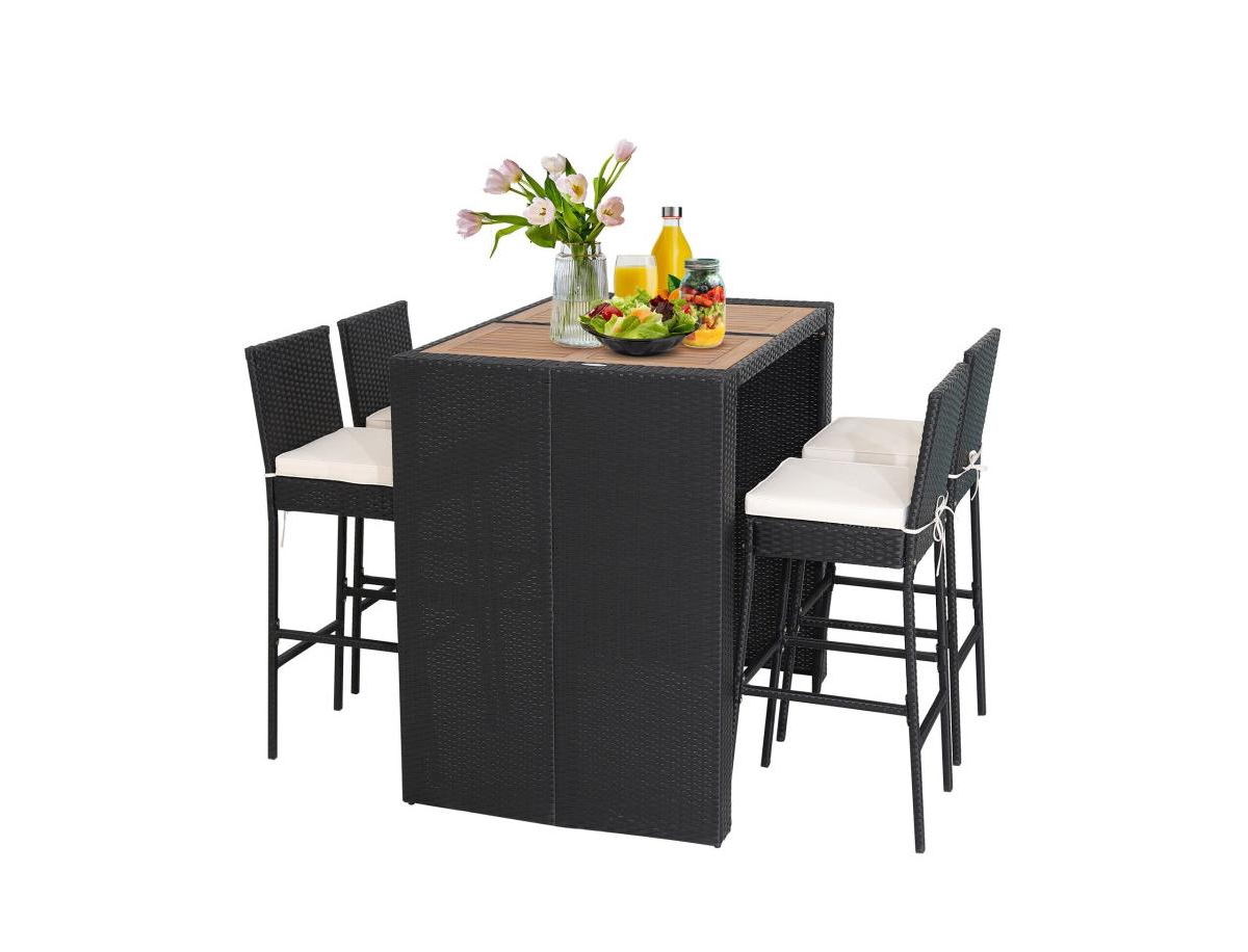 Click here for Mondawe 5 Pieces Patio Acacia Wood Dining Set - Wh... prices