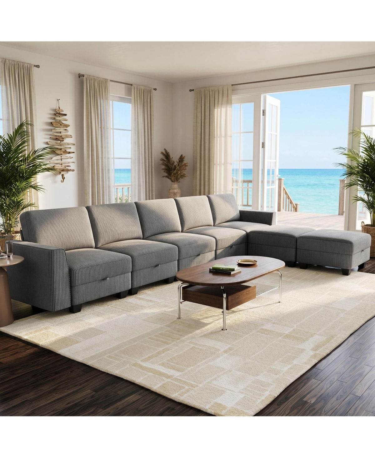Click here for homfan Modular Sectional Sofa with Storage Ottoman... prices