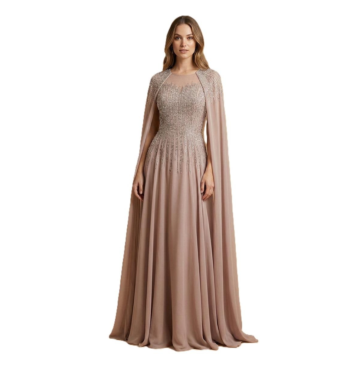 Click here for Lara Womens Chiffon A-line Long Gown with Long Cap... prices