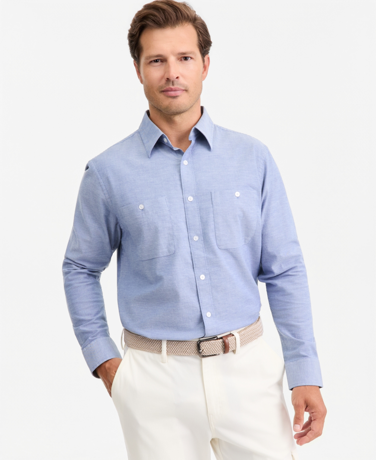 Click here for Club Room Mens Two-Pocket Long-Sleeve Oxford Shirt... prices