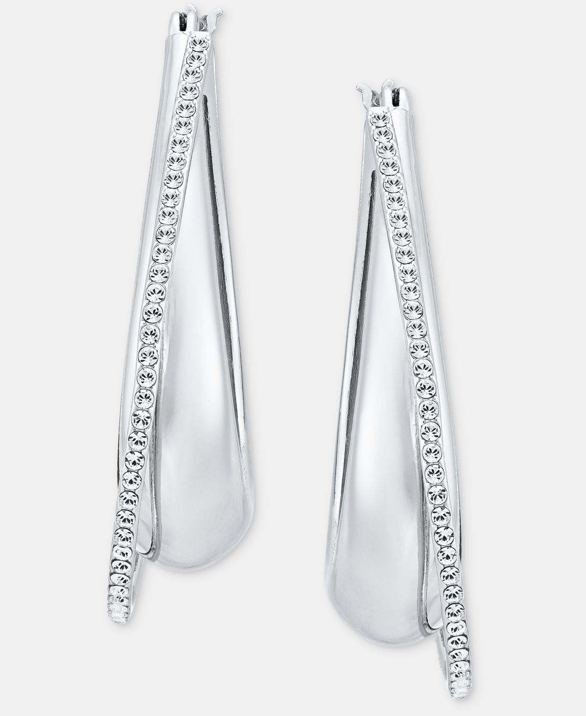 Click here for Dkny Pave Crossover Oval Hoop Earrings - Silver prices
