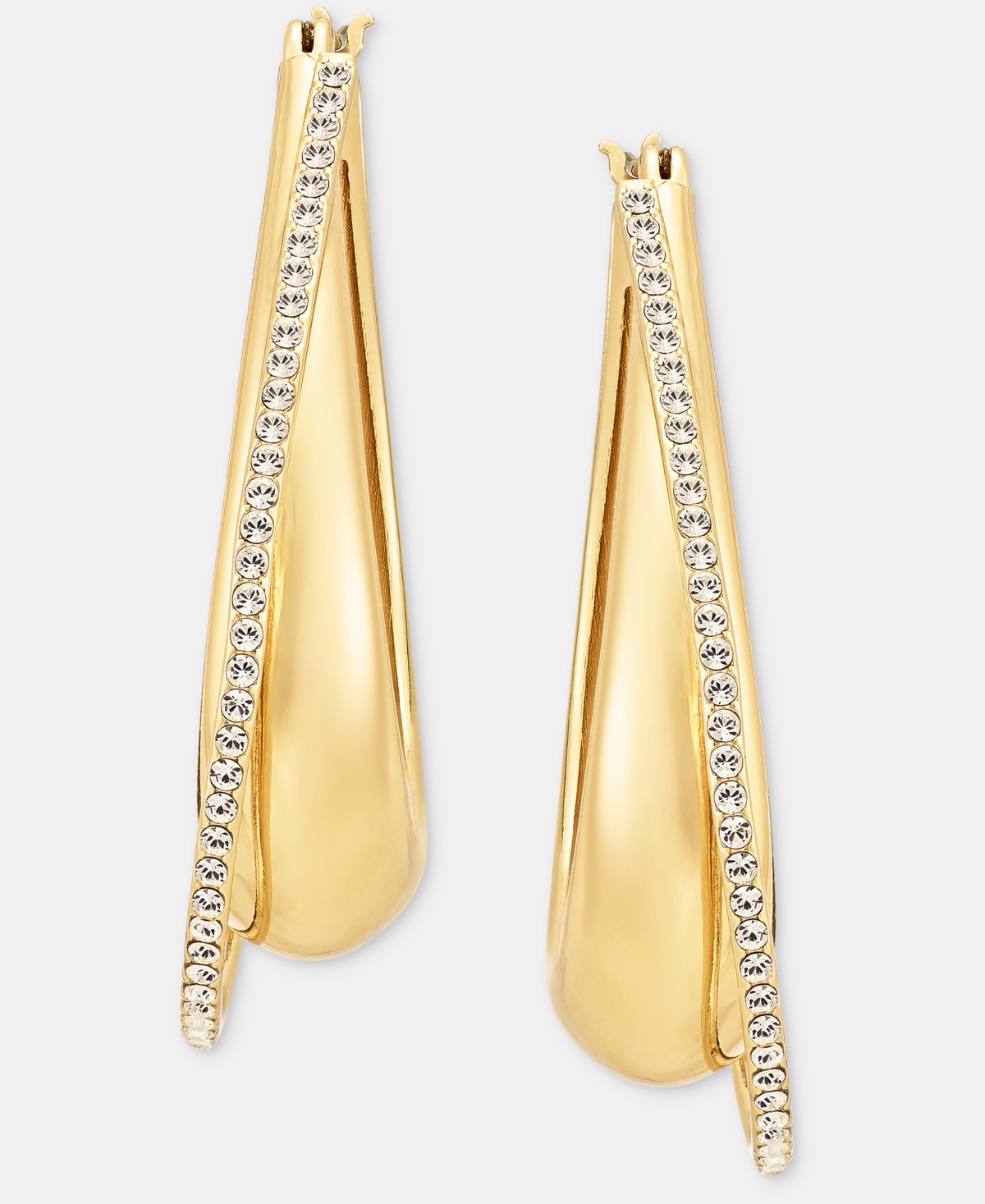 Click here for Dkny Pave Crossover Oval Hoop Earrings - Gold prices