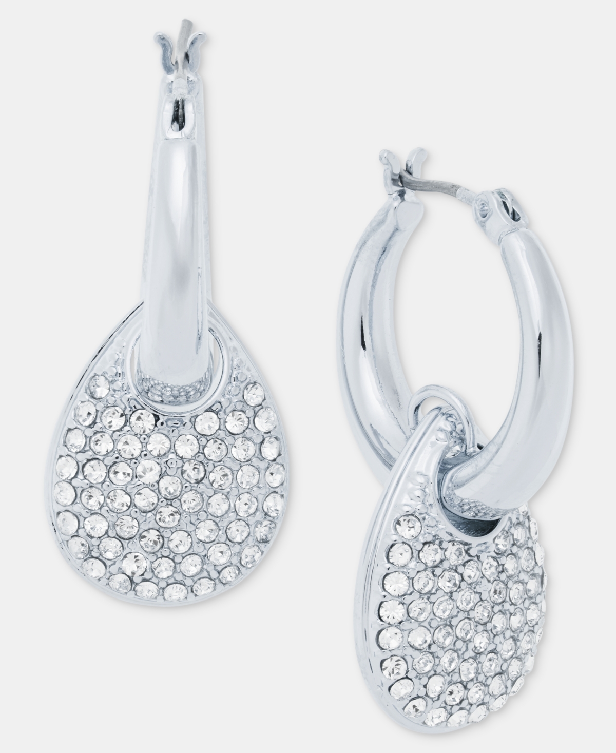 Click here for Dkny Pave Puffy Charm Hoop Earrings - Crystal prices