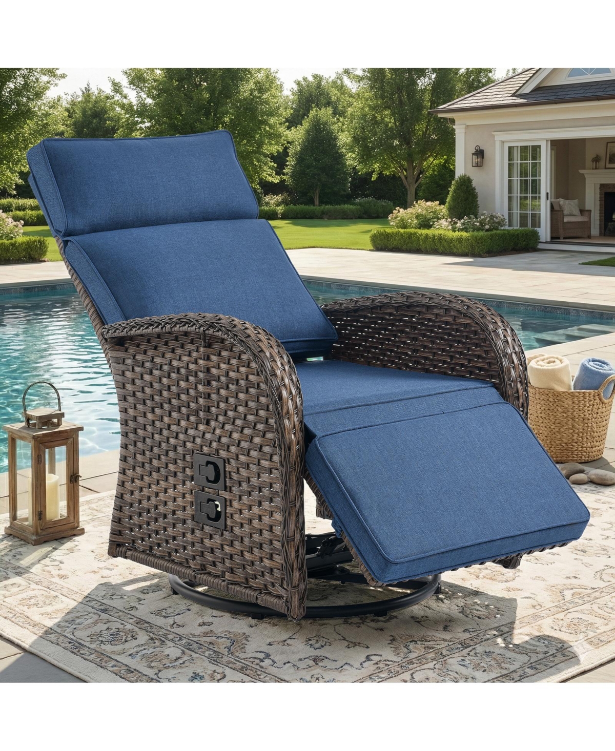 Click here for Pocassy Patio Rattan Swivel Recliner Lounge Chair... prices