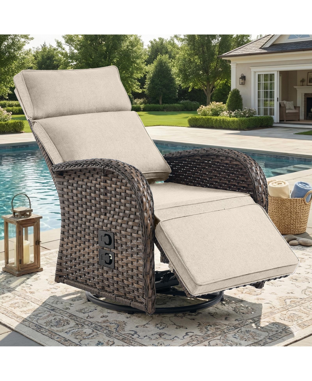 Click here for Pocassy Patio Rattan Swivel Recliner Lounge Chair... prices