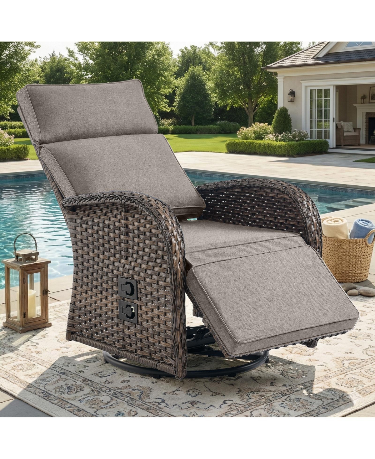 Click here for Pocassy Patio Rattan Swivel Recliner Lounge Chair... prices