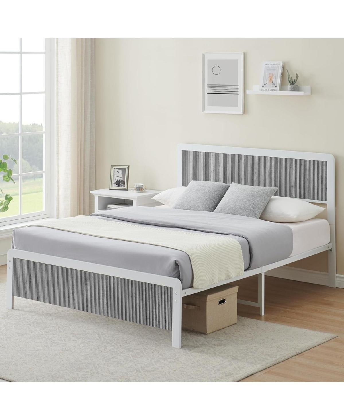 Click here for gaomon Bed Frame Curved Wood Headboard Rounded Cor... prices