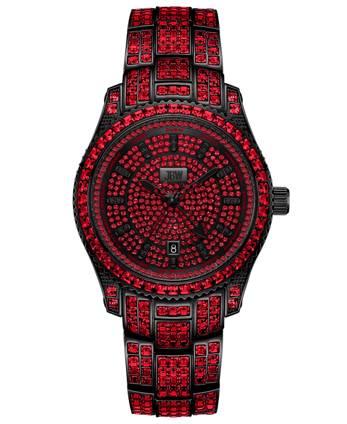 Click here for Jbw Womens Jet Setter Gmt Ruby Black Plated Watch... prices