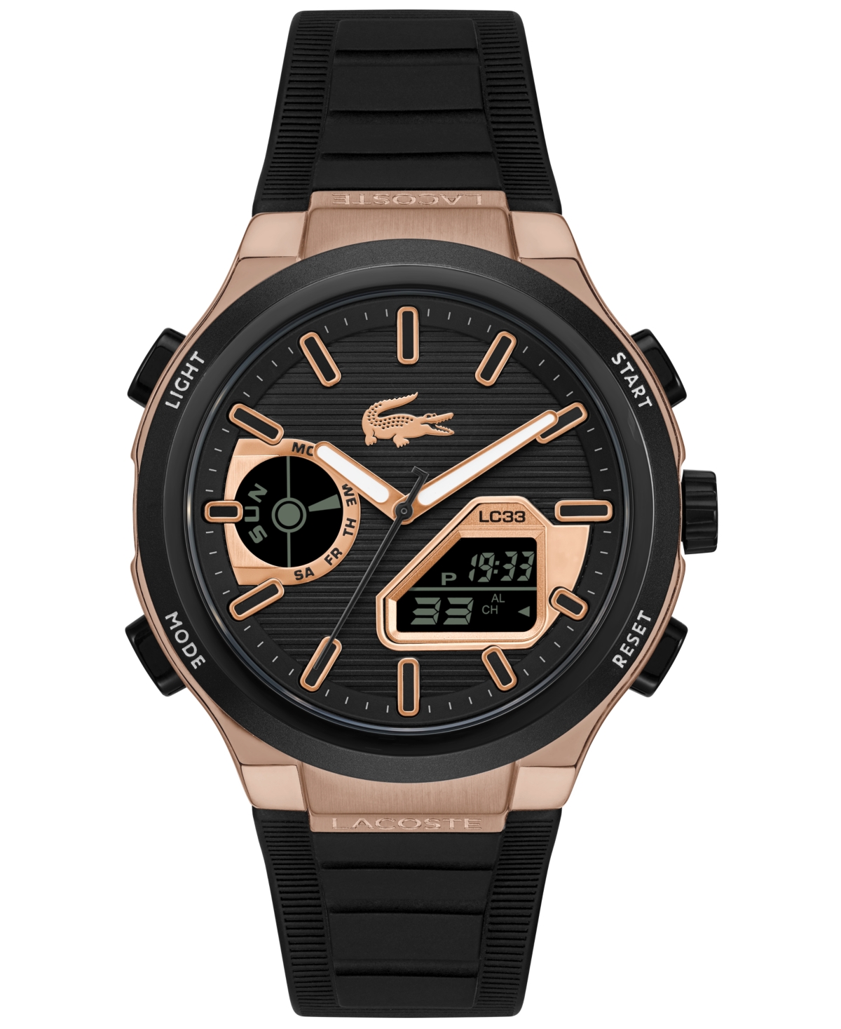 Click here for Lacoste Mens Quartz LC33 Black Silicone Strap Watc... prices