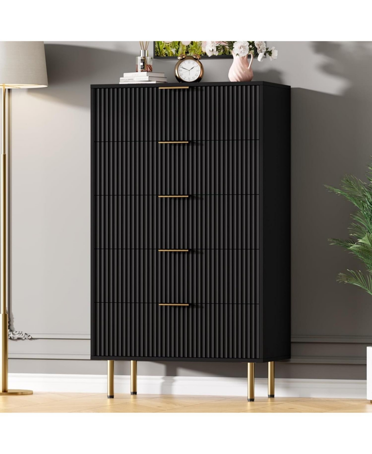 Click here for gaomon Modern 5-Drawer Fluted Wood Dresser  Tall C... prices