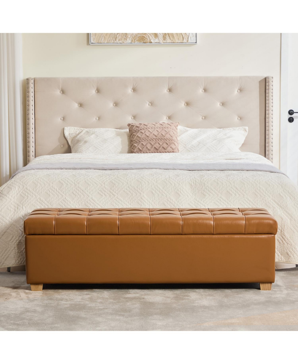 Click here for Rainsken Ottoman with Storage  Faux Leather Uphols... prices