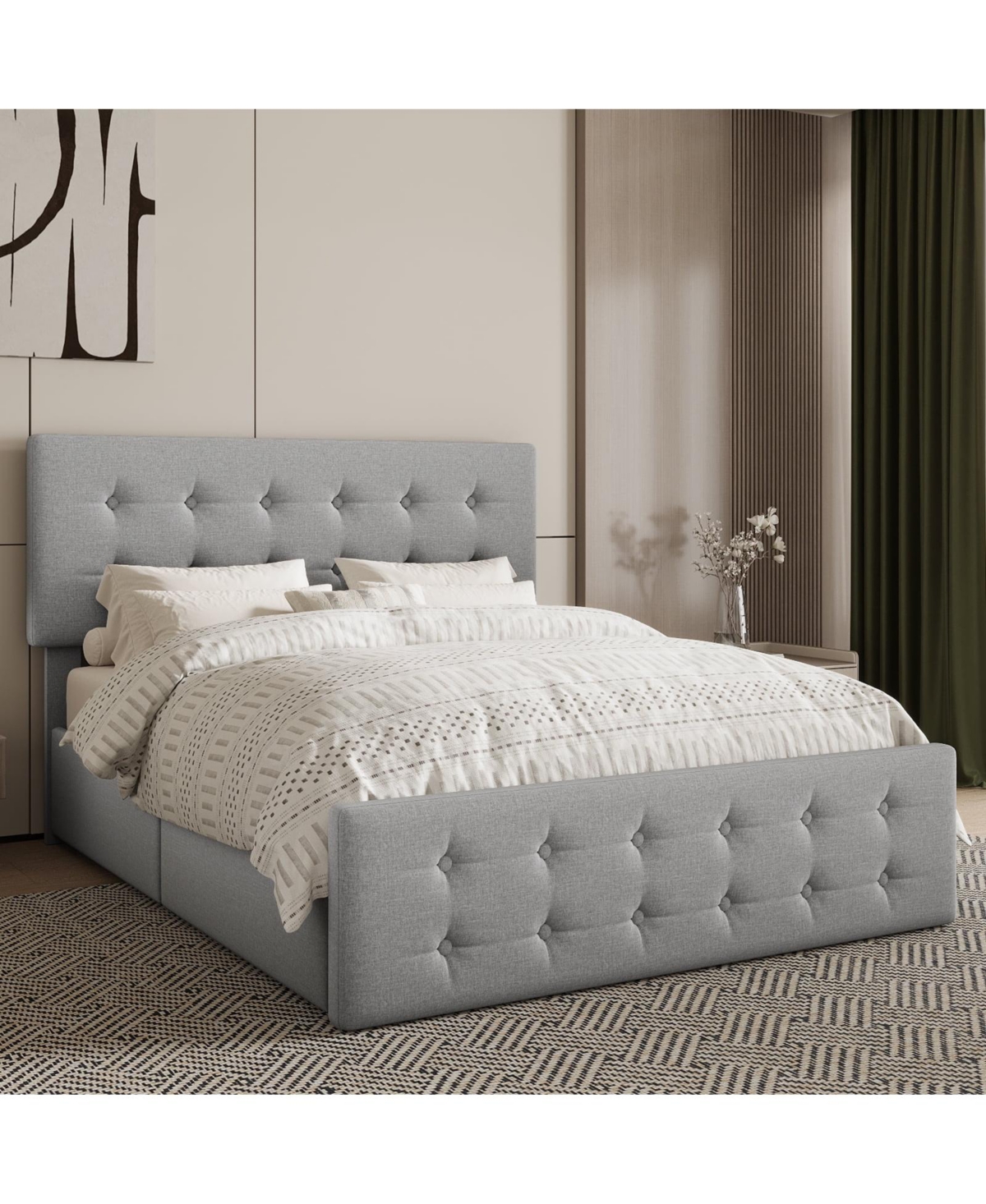 Click here for gaomon Full Bed Frame 4 Storage Drawers Linen Upho... prices