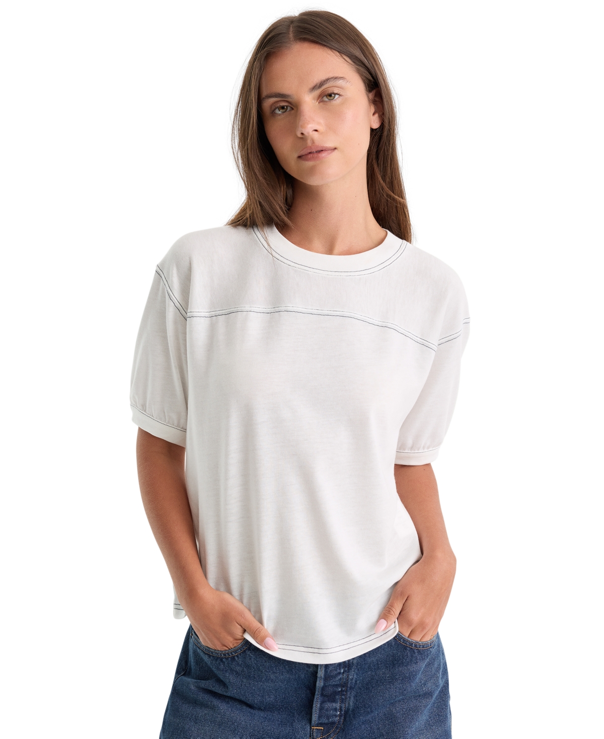 Click here for Good American Womens The Gym Crewneck T-Shirt - Ch... prices