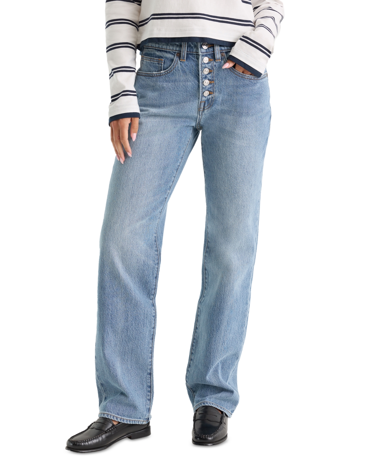 Click here for Good American Womens Vintage Mid-Rise Straight Jea... prices