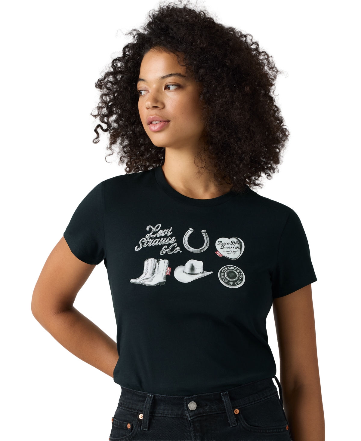 Click here for Levis Womens Perfect Graphic Logo Cotton T-shirt -... prices