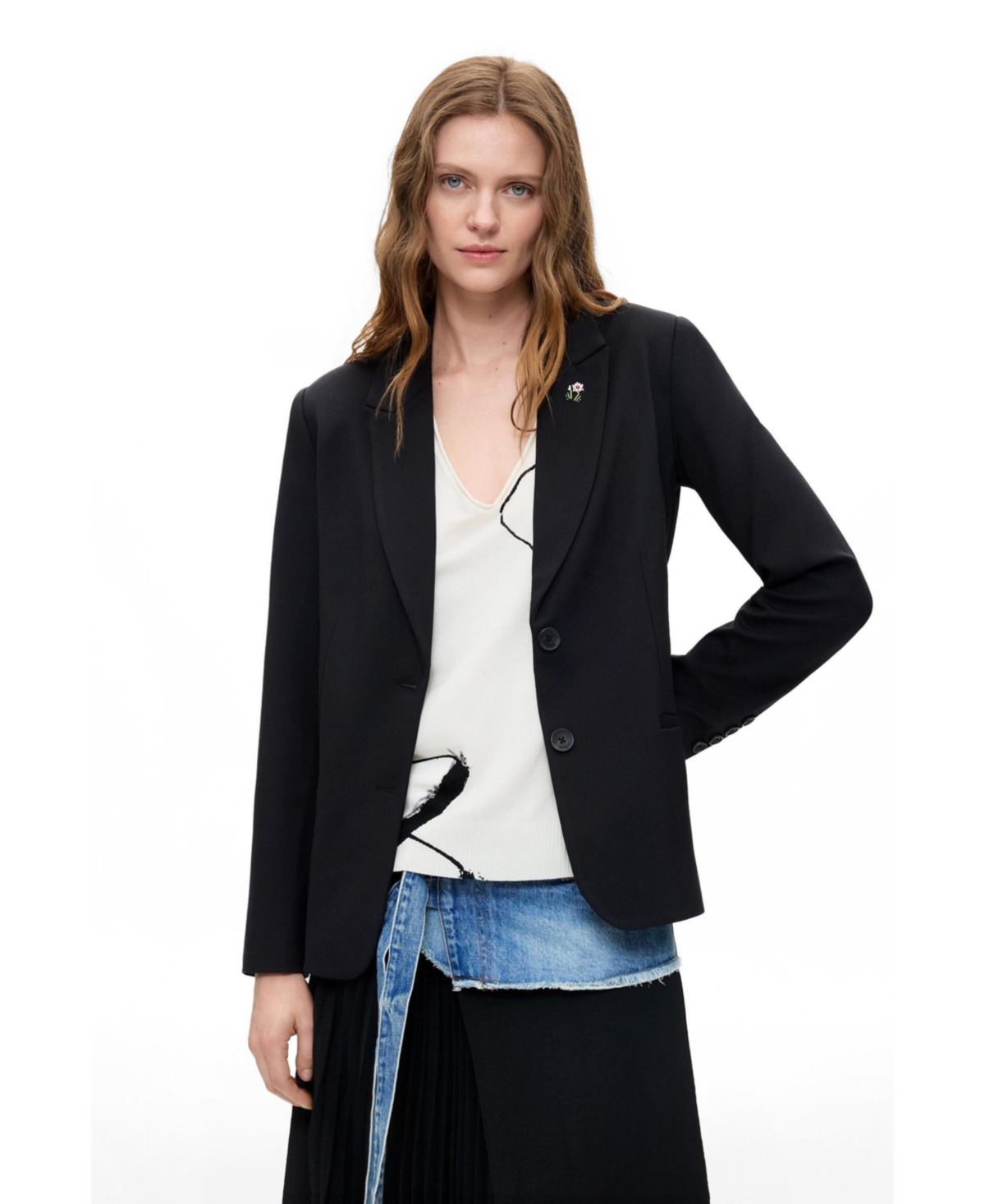 Click here for Desigual Womens Structured blazer pin - Black prices
