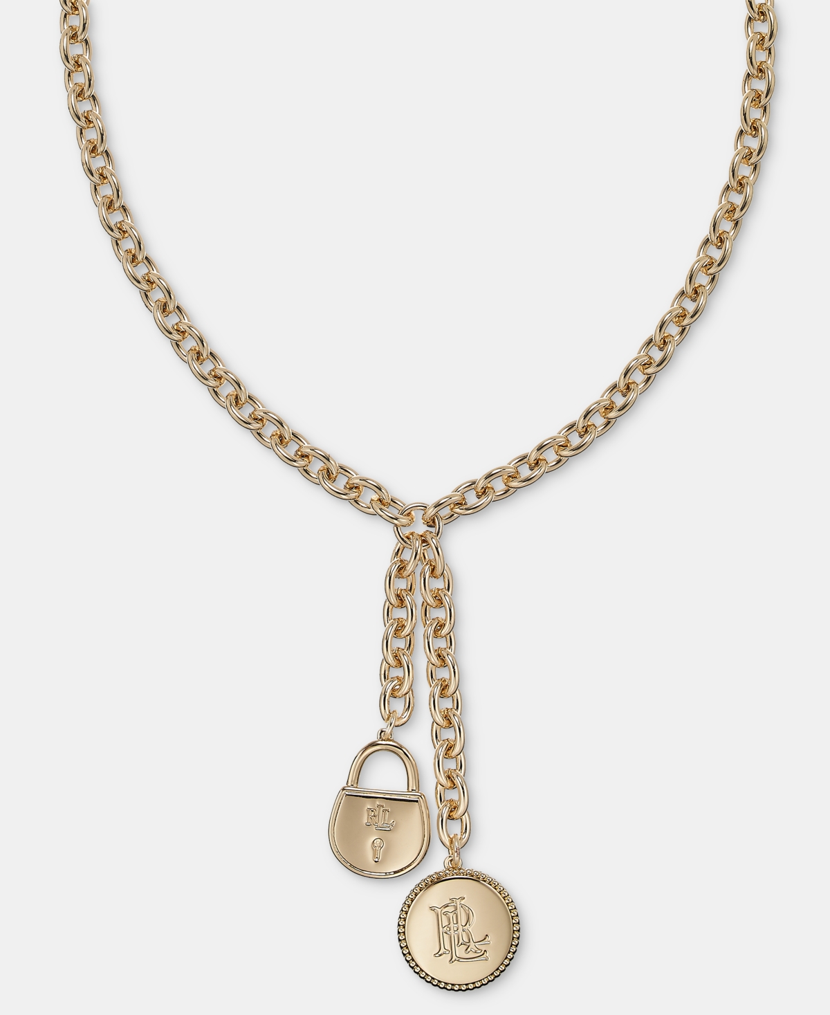 Click here for Lauren Ralph Lauren Logo Charm Lariat Necklace  16... prices