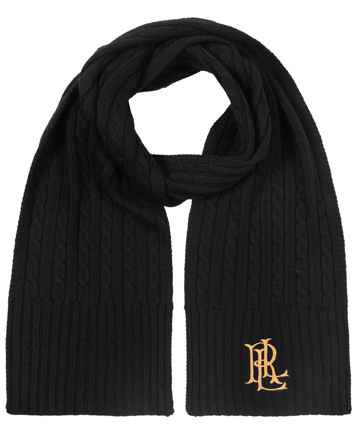 Click here for Lauren Ralph Lauren Core Cable Logo Scarf - Black prices