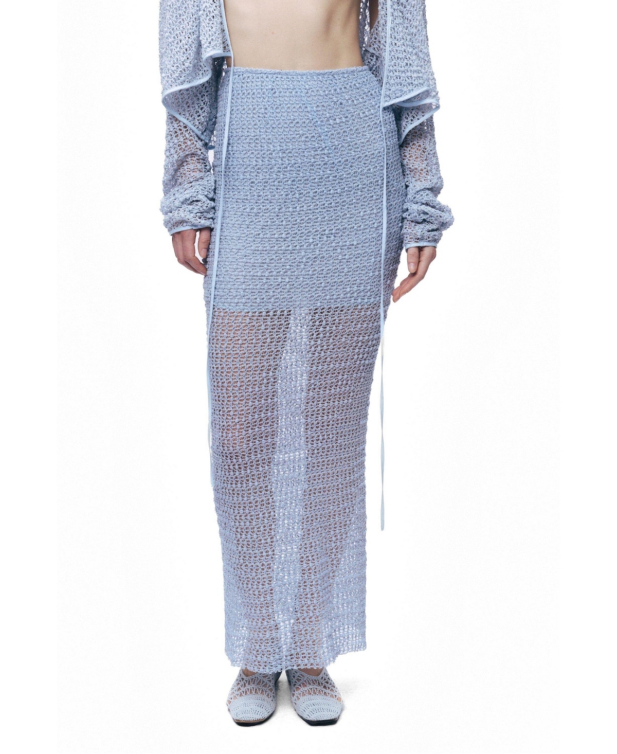 Click here for Nocturne Womens Mesh Detail Maxi Skirt - Blue prices