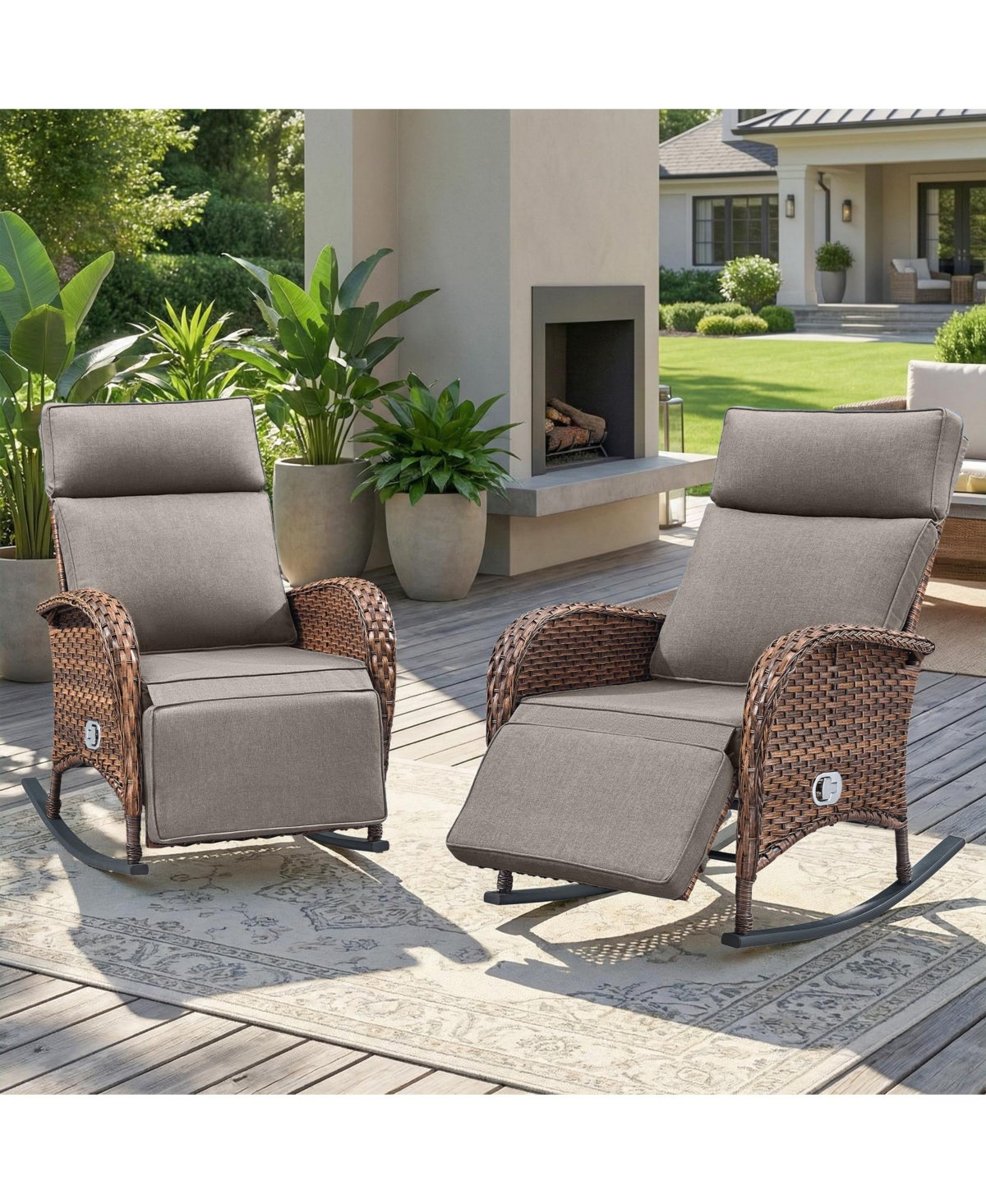 Click here for Pocassy 2 Pieces Outdoor Rocking Chair  Wicker Lou... prices
