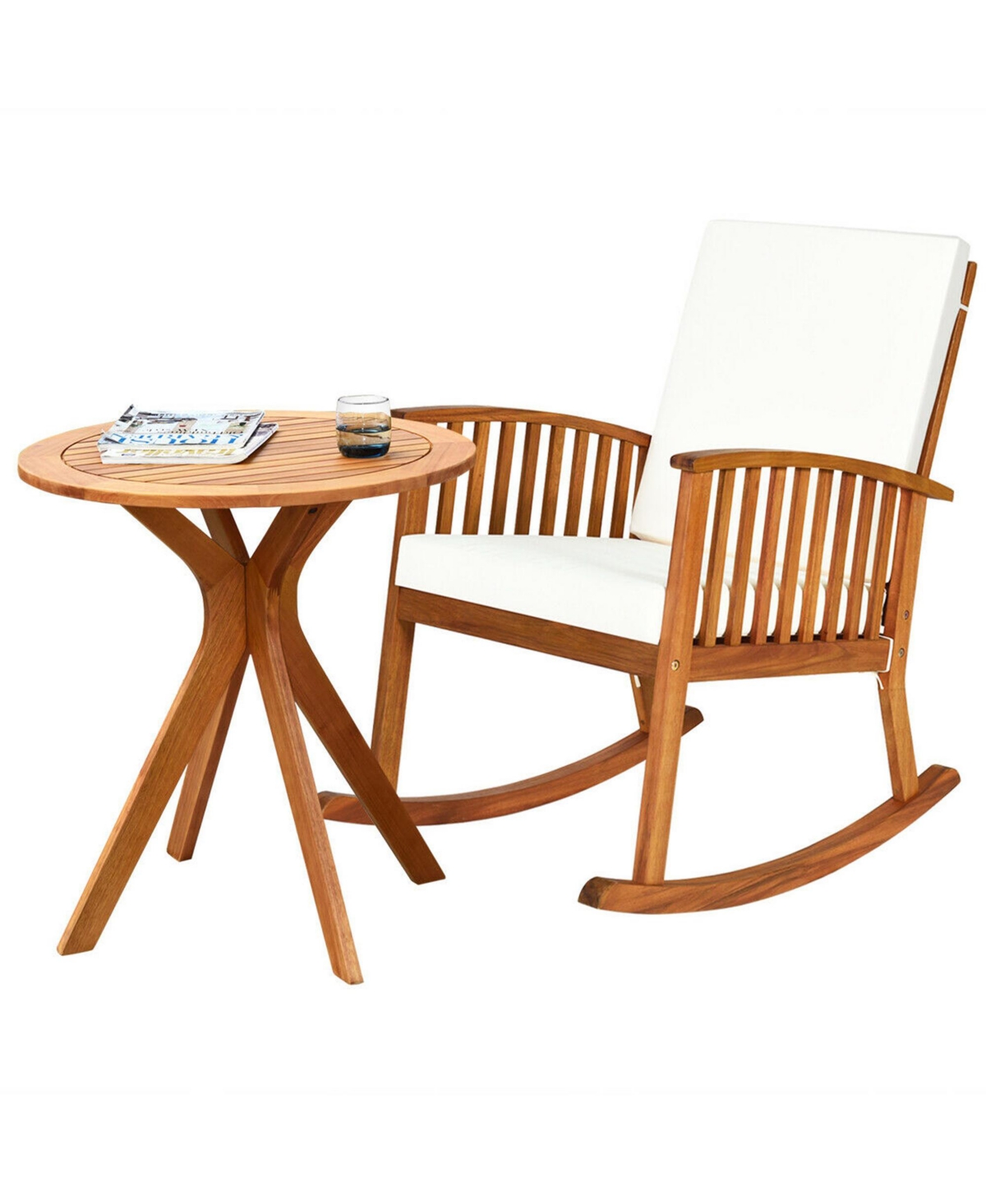 Click here for Gymax 2PCS Patio Rocking Chair Set Round Table Sol... prices