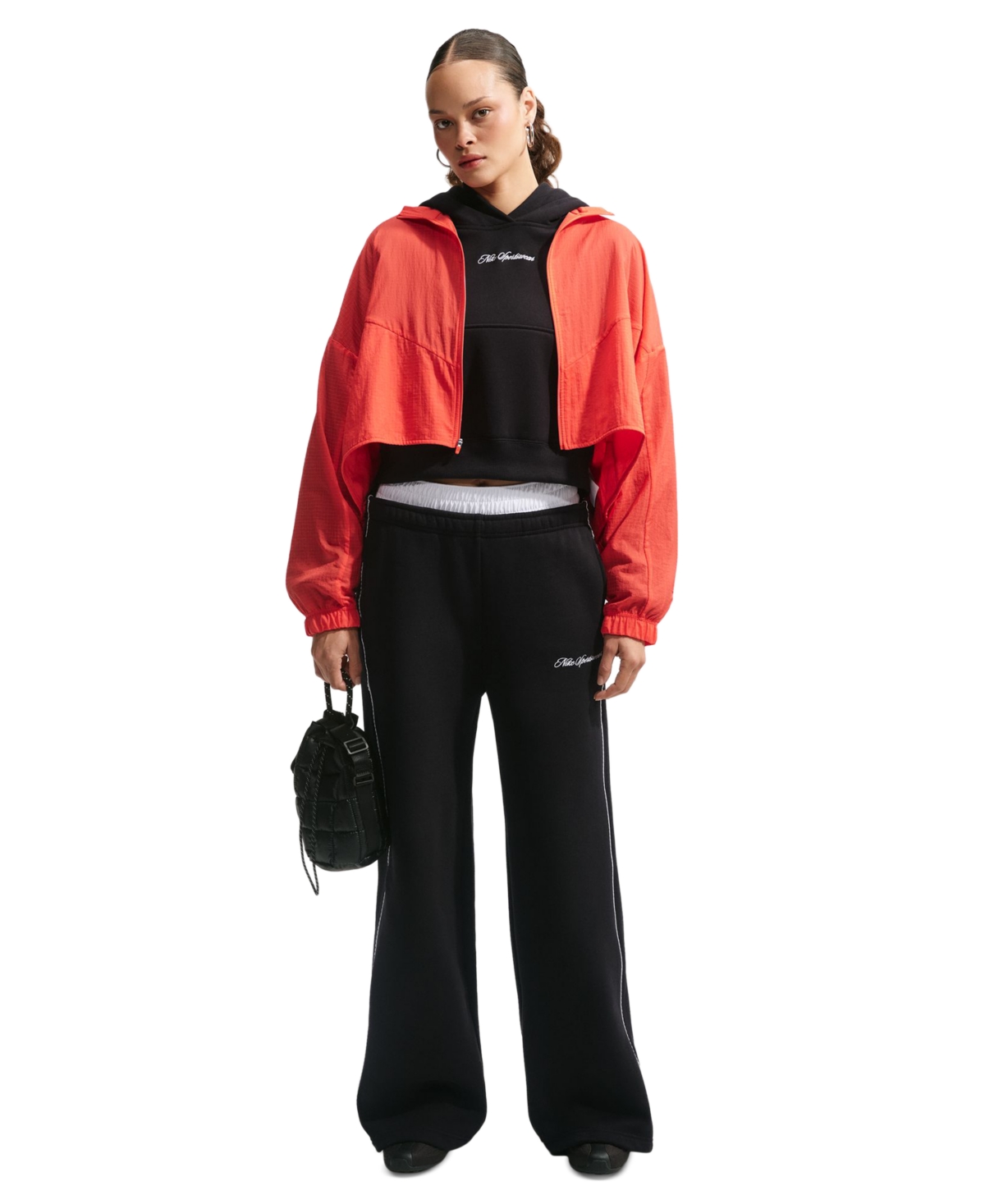 Click here for Nike Studio Fleece Womens Mid-Rise Wide-Leg Scallo... prices