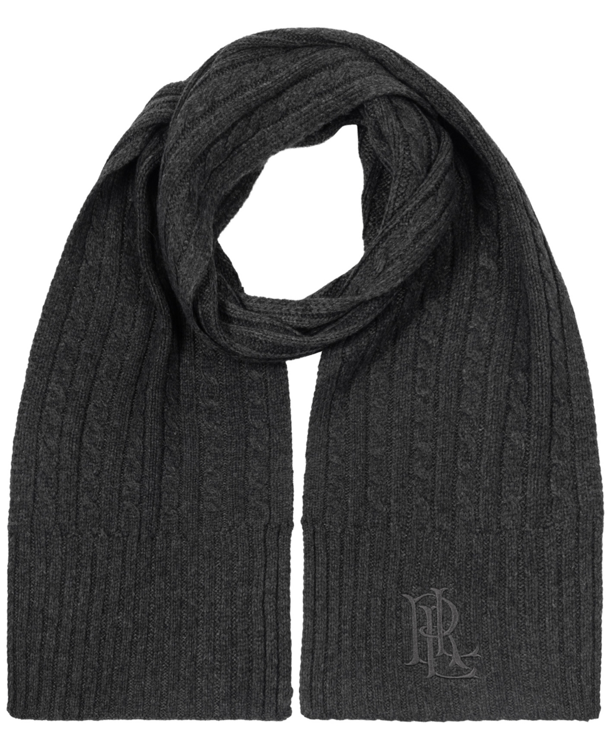 Click here for Lauren Ralph Lauren Core Cable Logo Scarf - Onyx H... prices