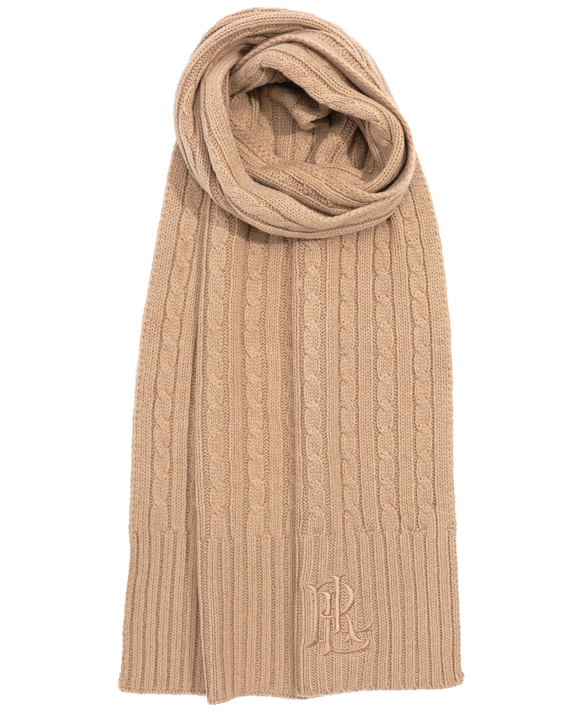 Click here for Lauren Ralph Lauren Core Cable Logo Scarf - Birch... prices