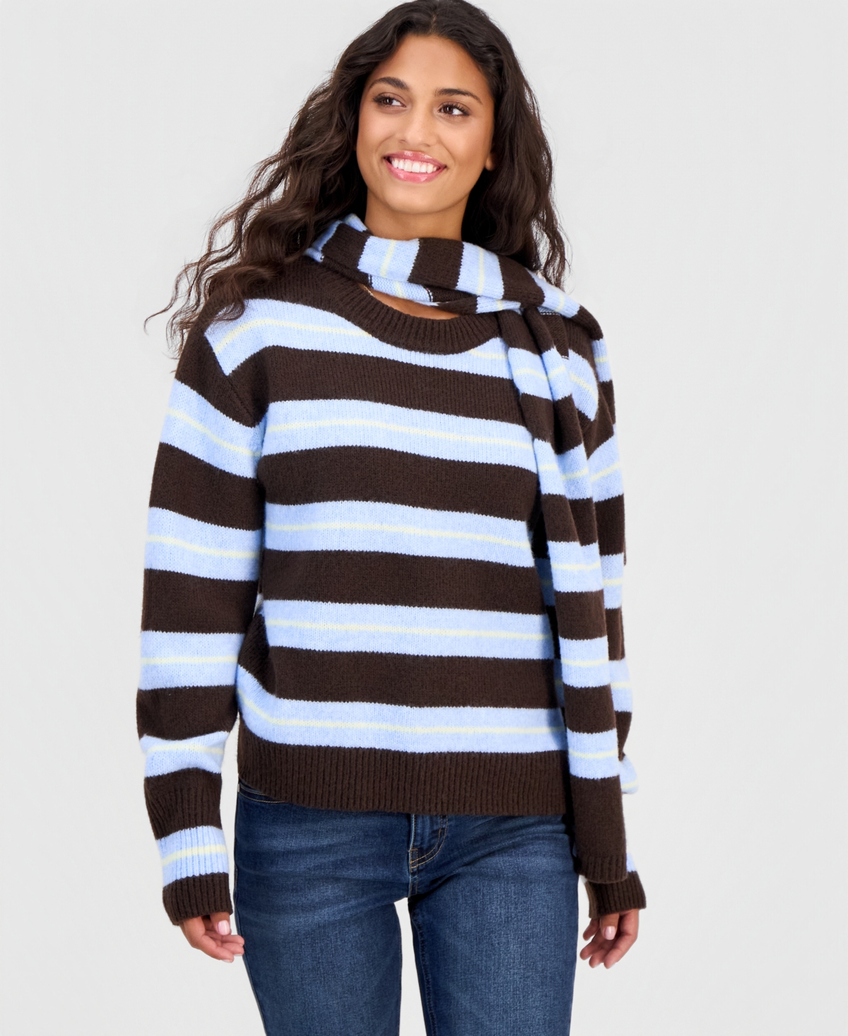 Click here for Madden Girl Juniors Oversized Stripe Long-Sleeve C... prices