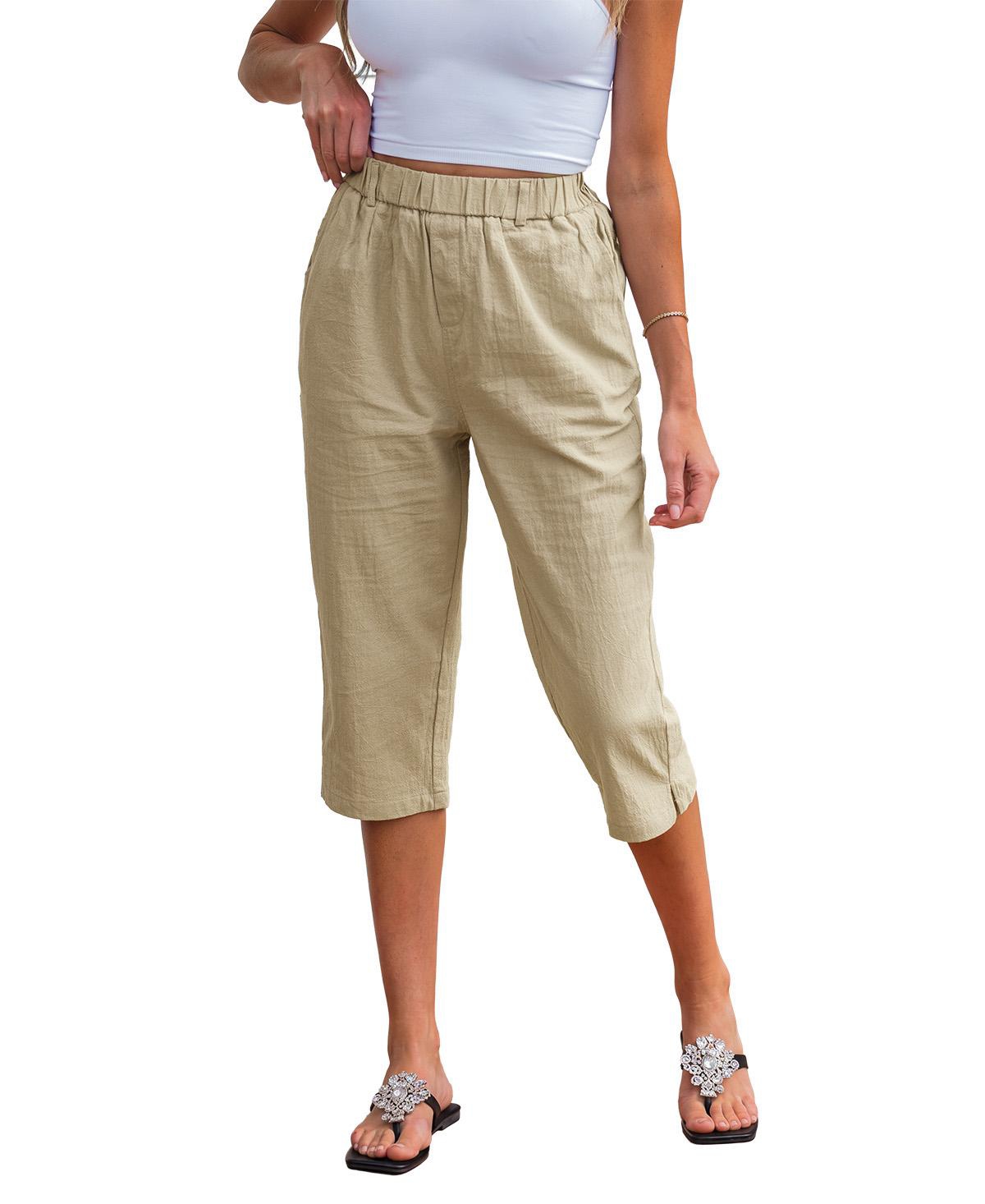 Click here for Cupshe Womens Elastic Waist Blend Cropped Capri Pa... prices