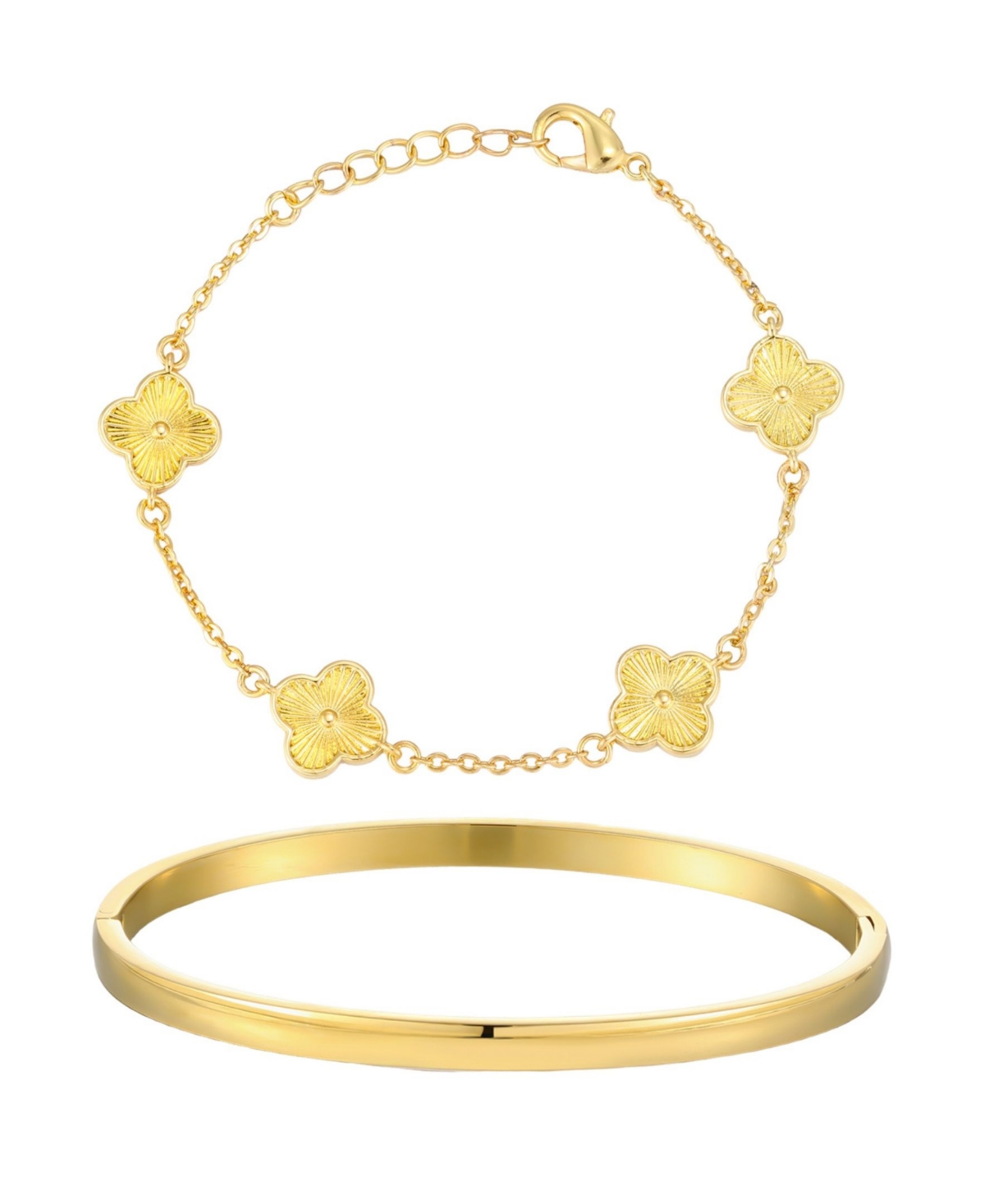 Click here for Adornia Gold Set of 2 Clover Bracelet and Cuff Set... prices