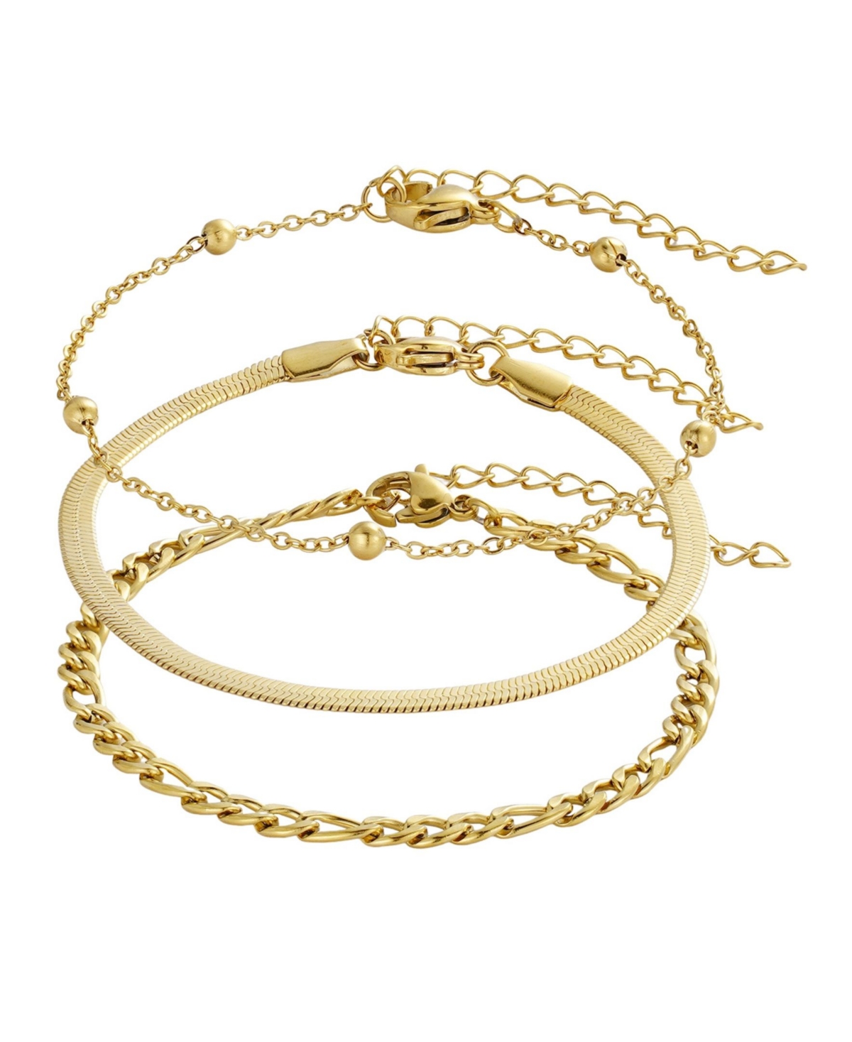 Click here for Adornia Tarnish Resistant Gold Set of 3 Chain Brac... prices