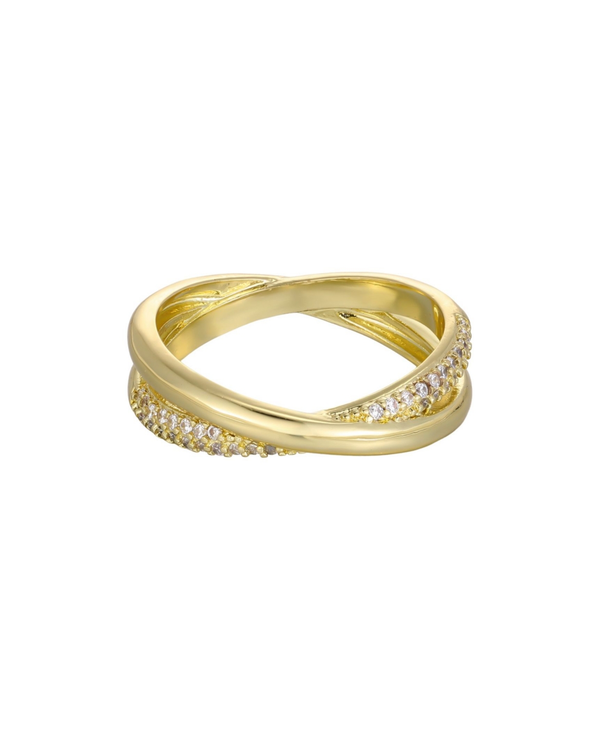 Click here for Adornia Gold Cubic Zirconia Crossed Bands Ring - G... prices