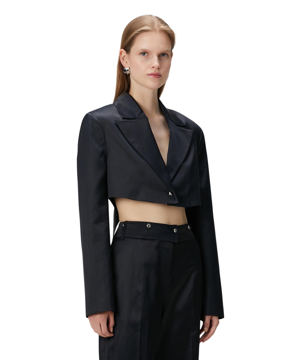 Click here for Pcfg Womens Linen-Blend Shiny Cropped Belted Woven... prices