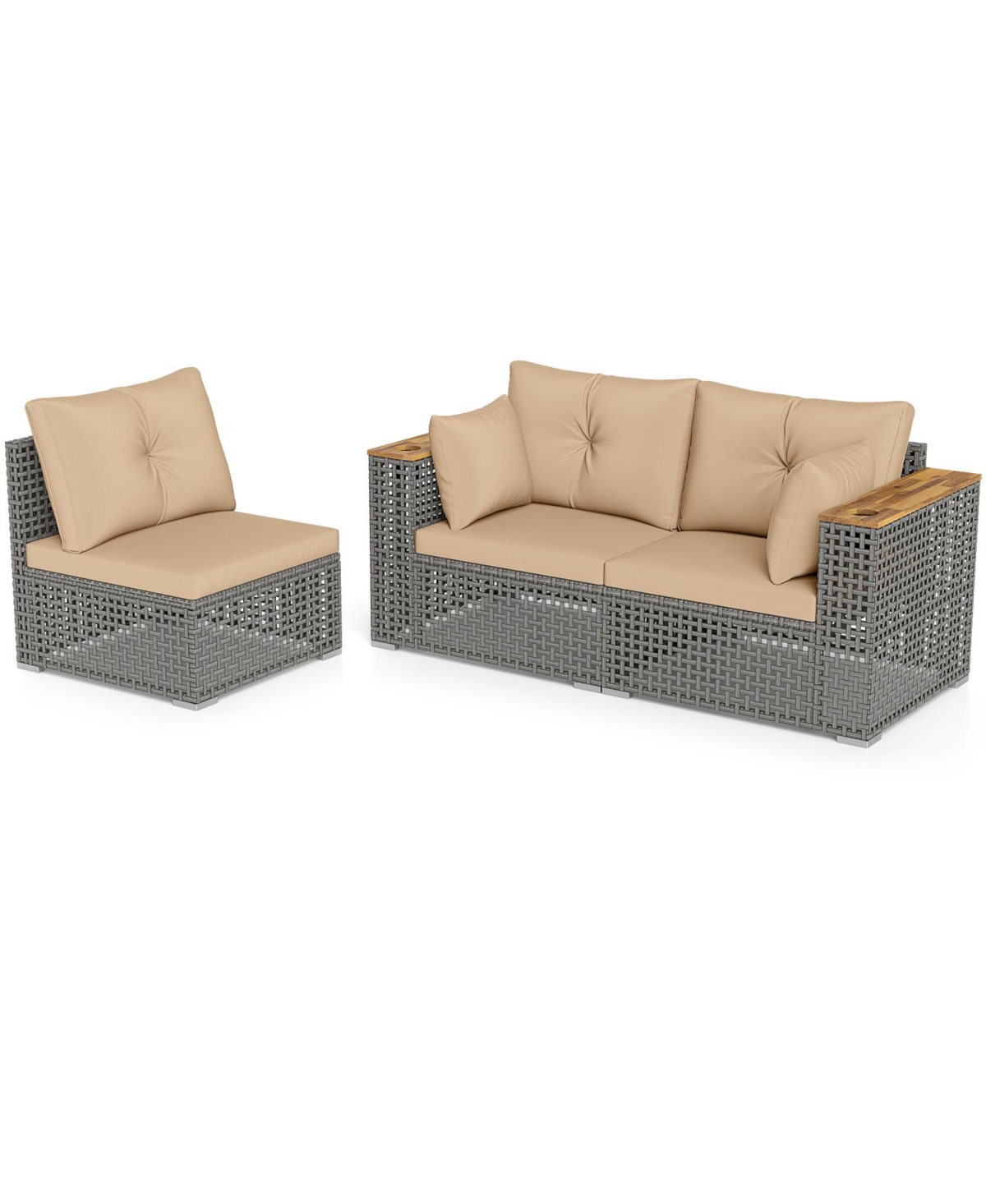 Click here for Gymax Patio Wicker Sectional Furniture 3 Piece Out... prices