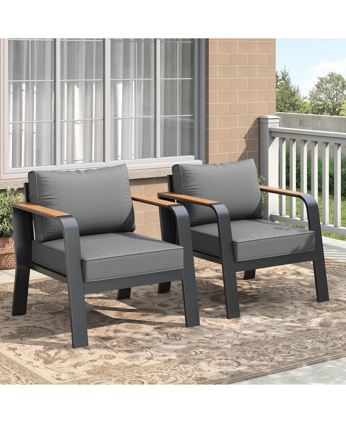 Click here for gaomon Outdoor 2 Pieces Single Cushioned Sofa Armc... prices
