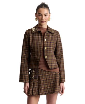 Click here for Avec Les Filles Womens Slim Spread Collar Jacket B... prices